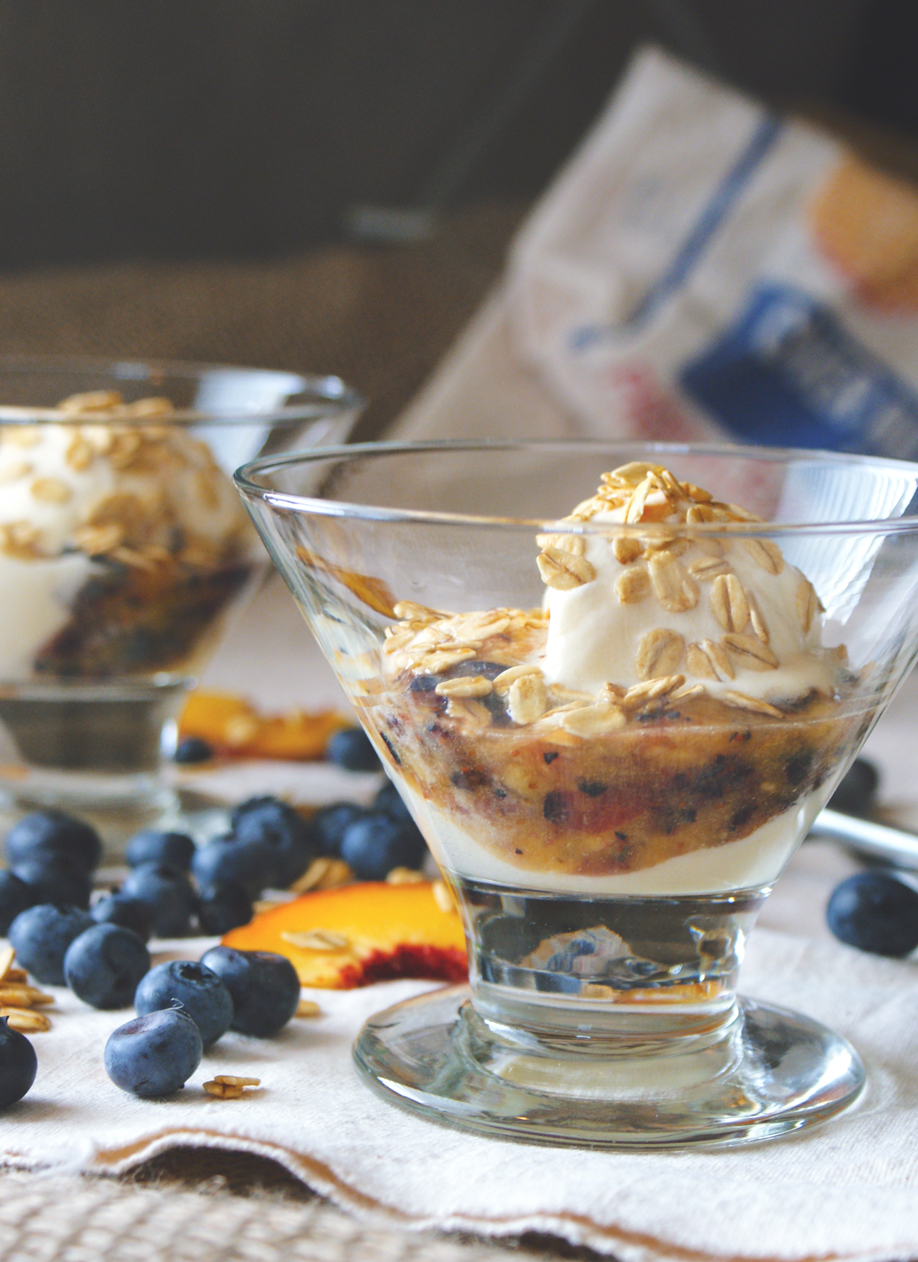 Vanilla Ice Cream with Peach + Blueberry Purée | Jillianastasia